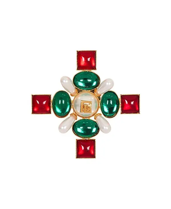 Balmain Baroque Bead And Crystal Brooch - Multicolor