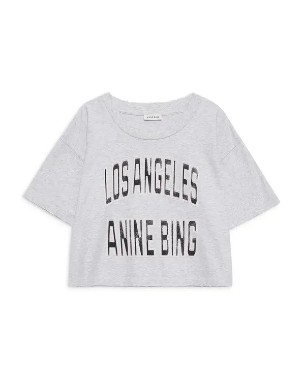 ANINE BING Johnny Cropped Tee - Grey