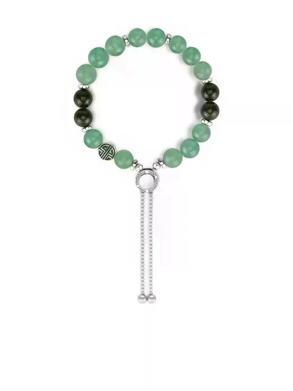 Shanghai Tang Tang Of Wood Jade Beaded Bracelet - Silver