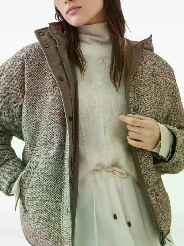 Brunello Cucinelli Chevron Flecked Down Jacket