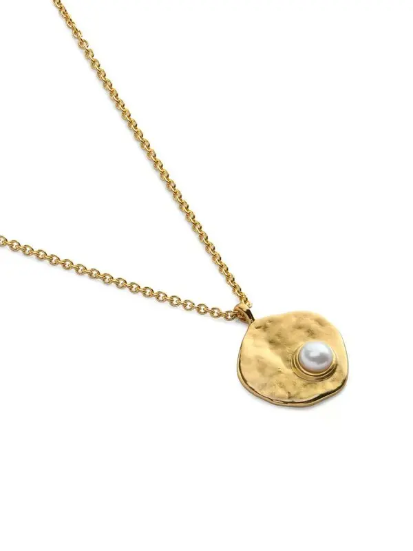 Monica Vinader Hammered-disc Pearl Necklace