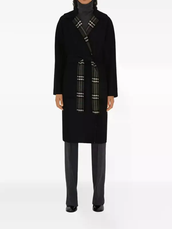 Burberry Belted Reversible Wool Coat - Black