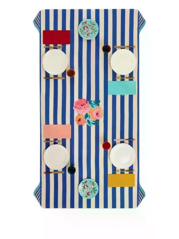 LISA CORTI Striped Floral Tablecloth
