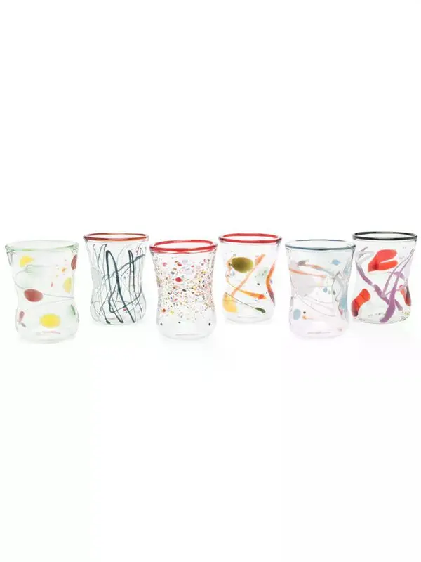 MASSIMO LUNARDON Paint-splatter Glass Set - White