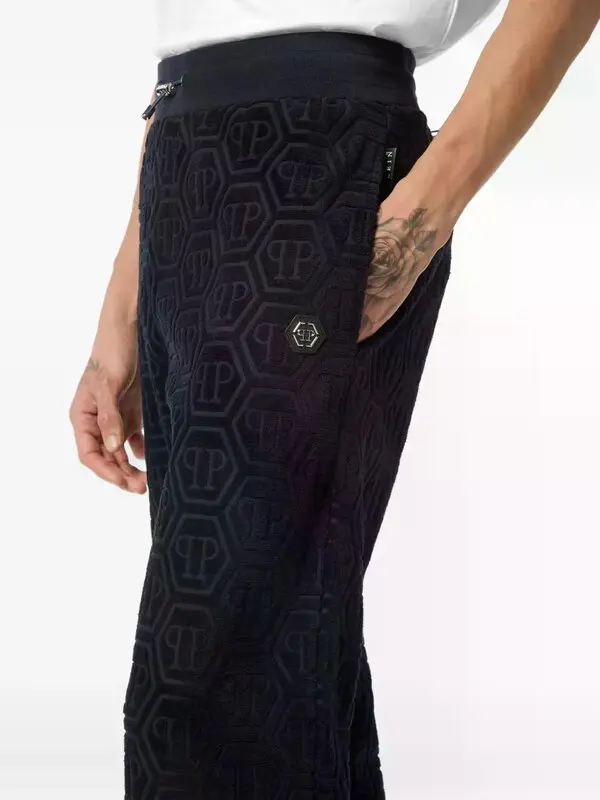 Philipp Plein Jacquard-monogram Track Pants - 24 Navy