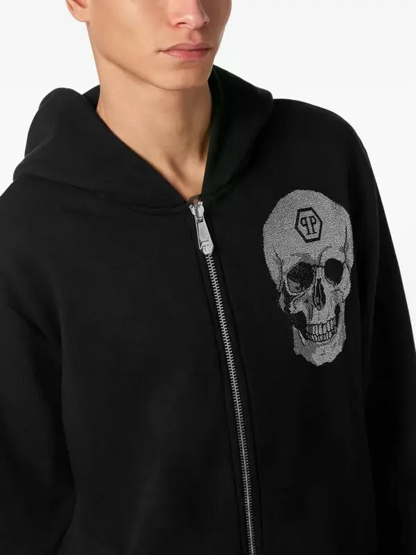 Philipp Plein Rhinestoned-skull Zip Hoodie