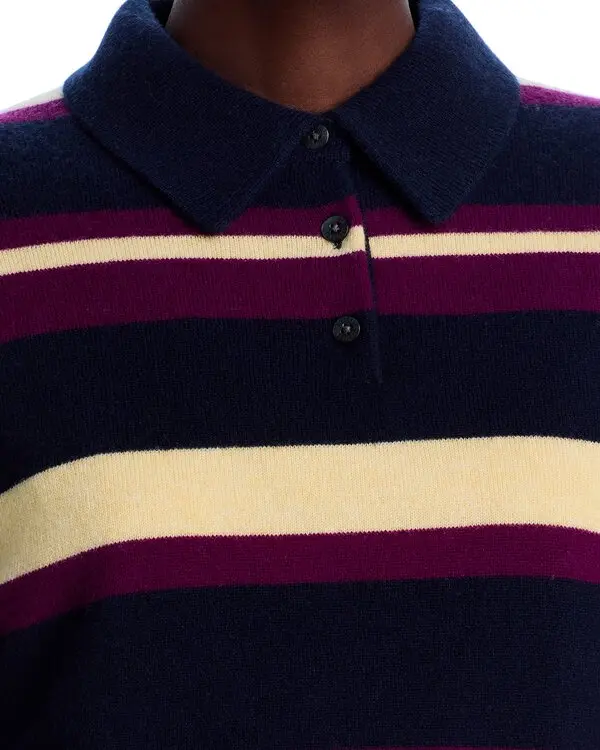 Guest In Residence Cashmere Collegiate Striped Polo - Midnight Combo