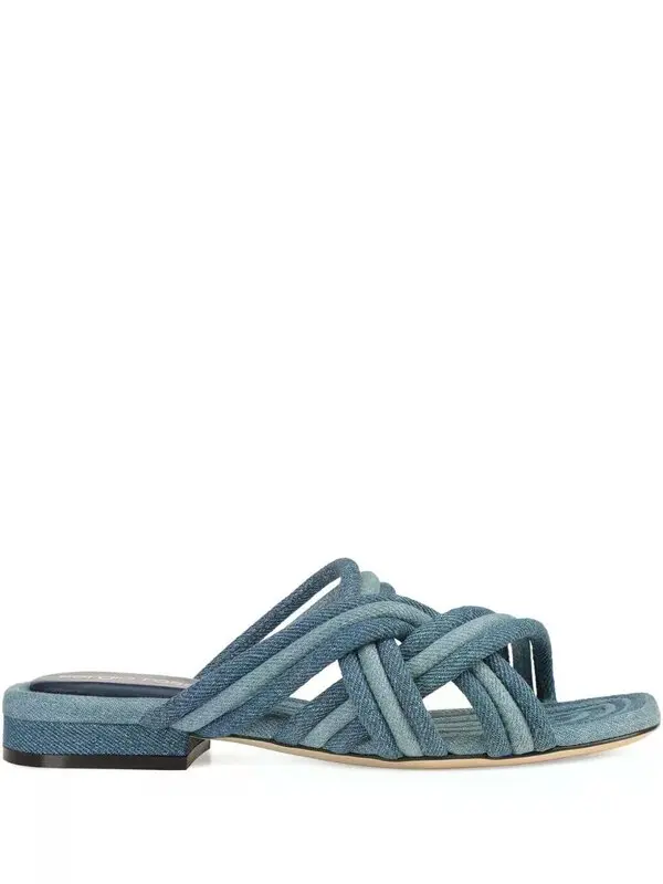 SERGIO ROSSI Braided Denim Sandals