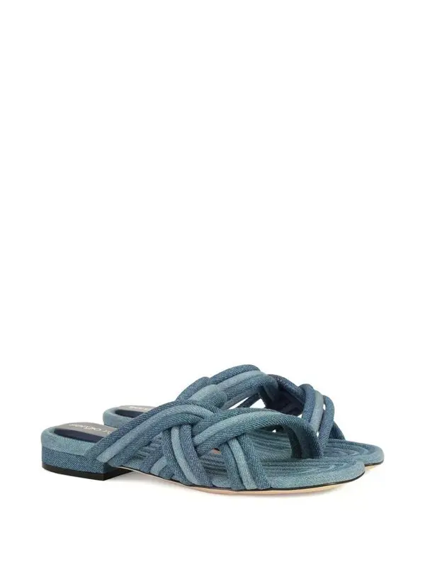 SERGIO ROSSI Braided Denim Sandals