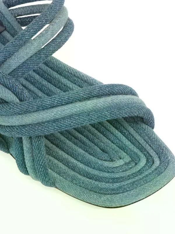 SERGIO ROSSI Braided Denim Sandals