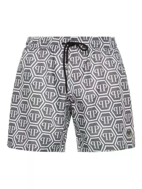 Philipp Plein Hexagon Jacquard Swim Shorts - Blue