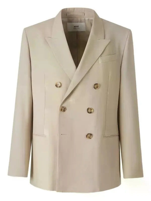 AMI Paris Double-breasted Wool Blazer - Neutrals