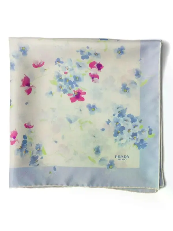 Prada Floral-print Twill Scarf - White