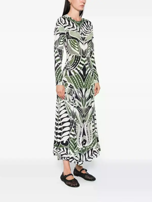 Farm Rio Lace Nature Long-Sleeve Midi Dress - Black