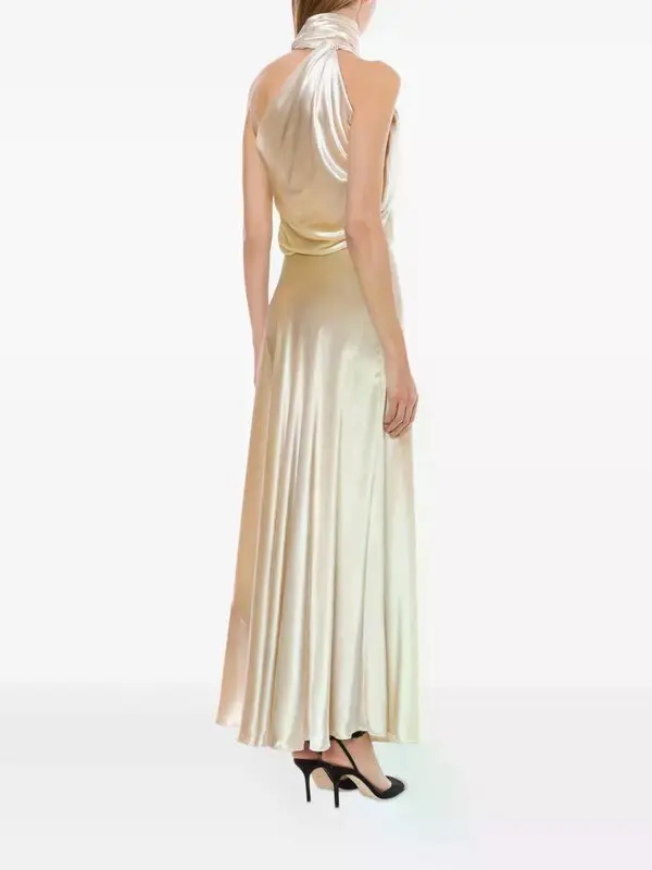 Alberta Ferretti Satin Long Dress - White