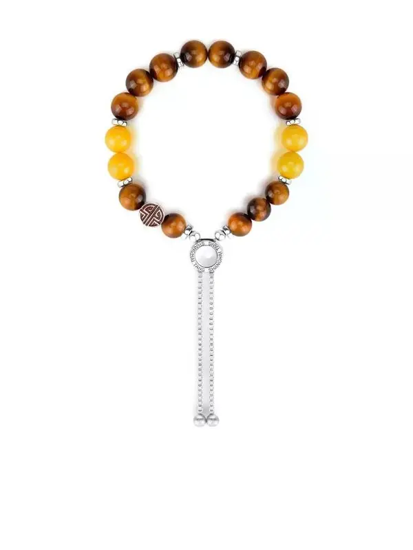 Shanghai Tang Tiger-eye Beaded Bracelet - Silver