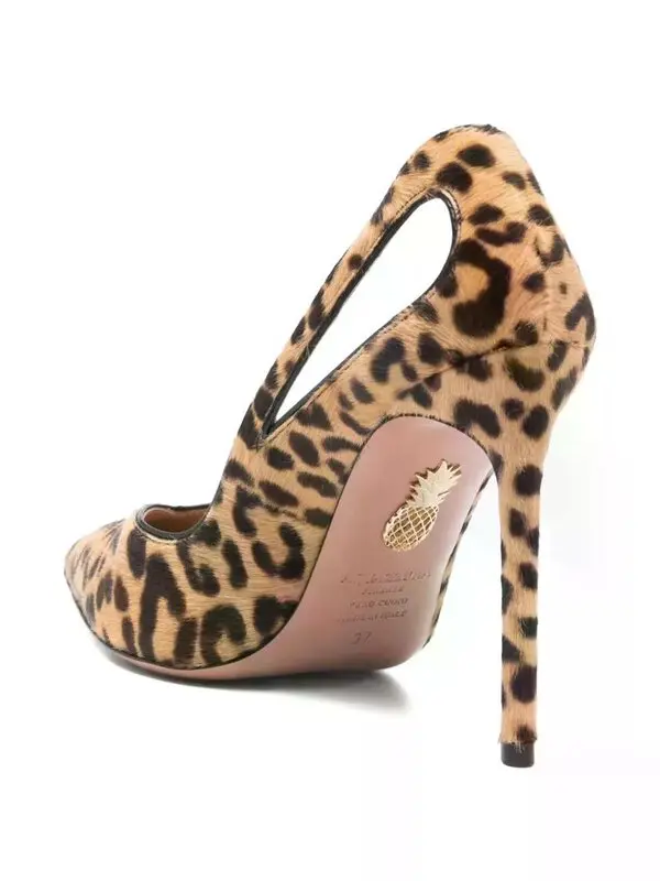 AQUAZZURA 105mm Leopard Print Cut-out Pumps - Neutrals