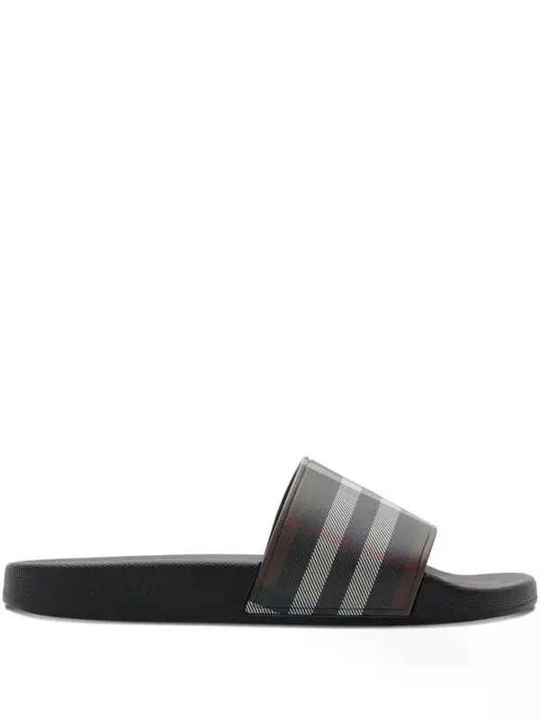 Burberry Check-print Flat Slides - Brown