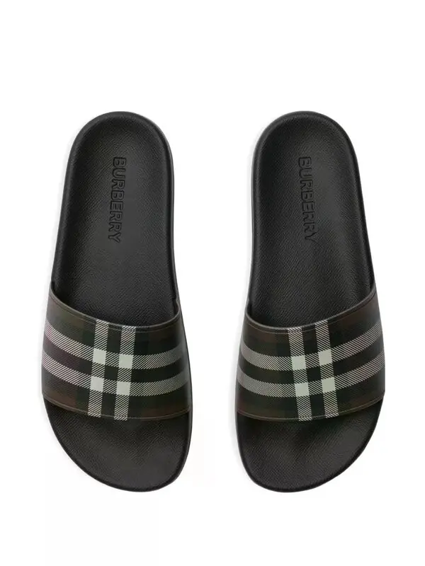 Burberry Check-print Flat Slides - Brown