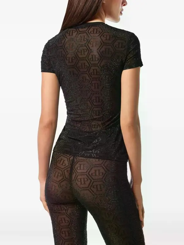 Philipp Plein Tulle Monogram Strass T-shirt