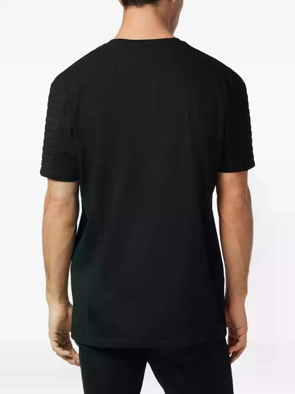 Philipp Plein Quilted-panel Round-neck T-shirt - Black