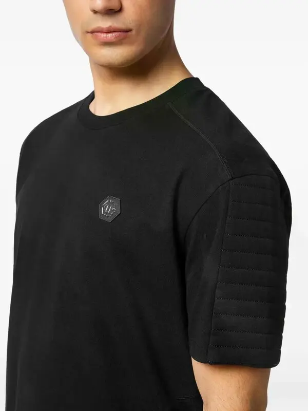Philipp Plein Quilted-panel Round-neck T-shirt - Black
