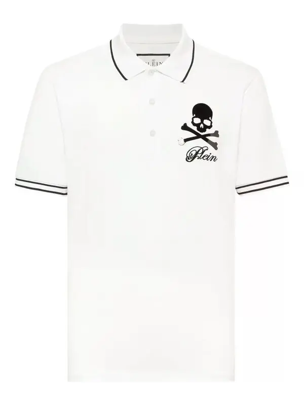 Philipp Plein Skull-and-bones Piqué Polo Shirt - White