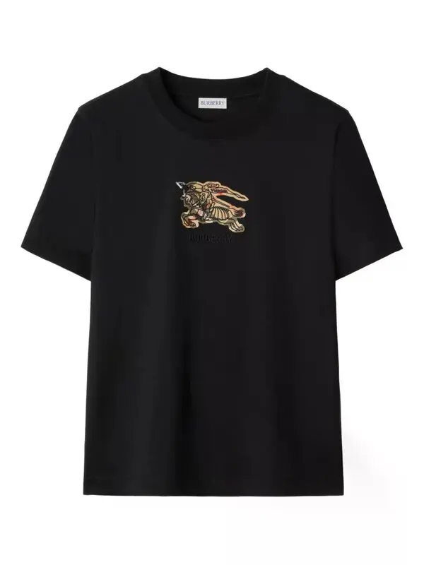 Burberry Check Cotton T-shirt - Black