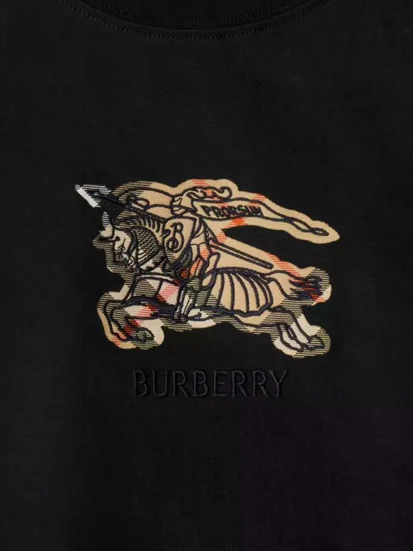 Burberry Check Cotton T-shirt - Black