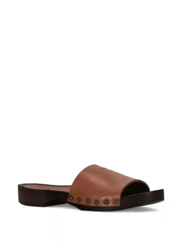 LA ROSE Leather Slides - Brown