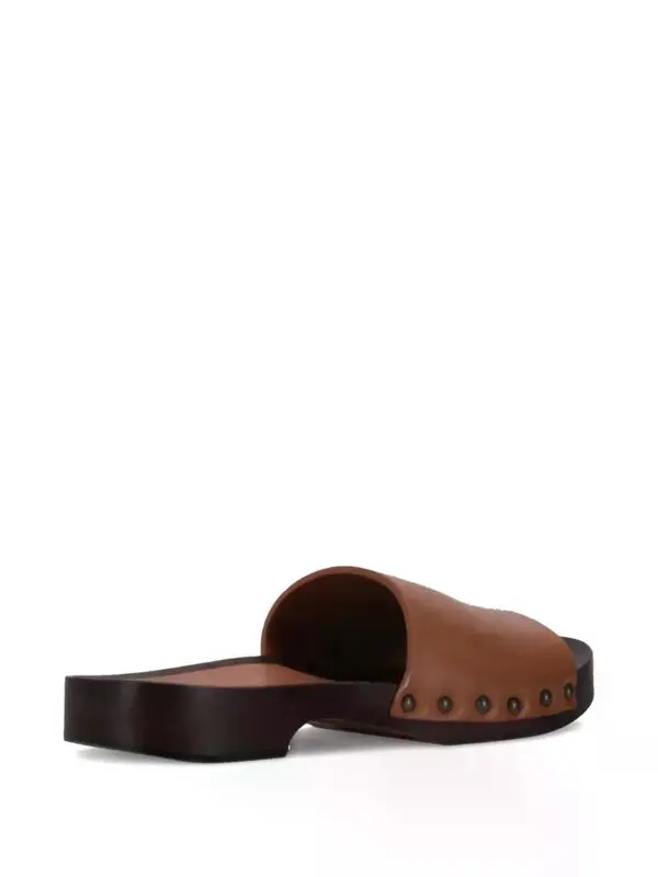 LA ROSE Leather Slides - Brown