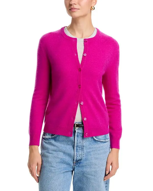 Bloomingdale'S Cashmere Crewneck Cardigan Sweater - Beet Root