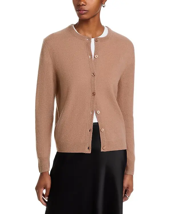 Bloomingdale'S Cashmere Crewneck Cardigan Sweater - Camel