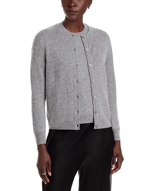 Bloomingdale'S Cashmere Crewneck Cardigan Sweater - Medium Grey