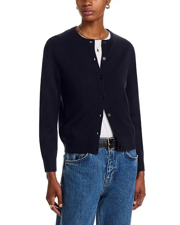 Bloomingdale'S Cashmere Crewneck Cardigan Sweater - Navy