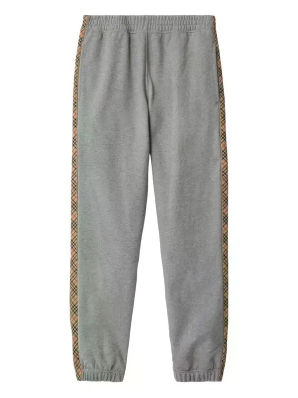 Burberry Check Trim Cotton Jogging Pants - Grey