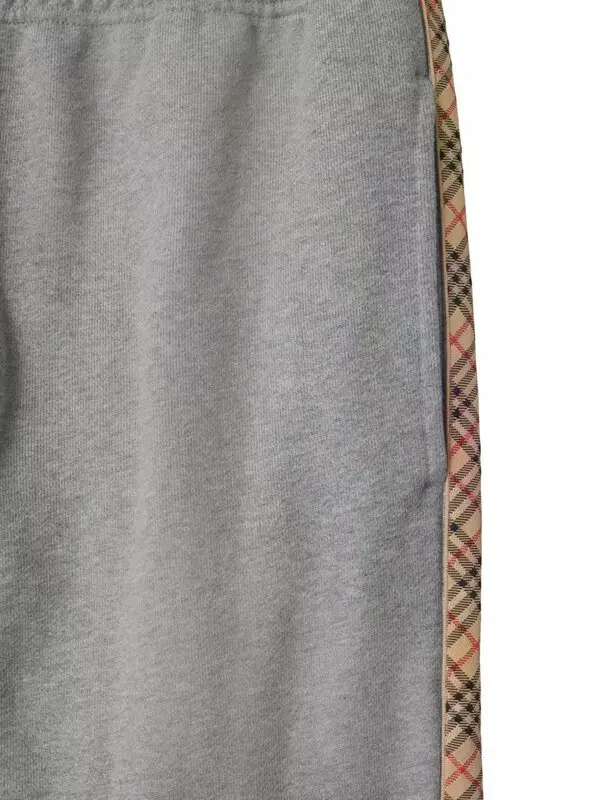 Burberry Check Trim Cotton Jogging Pants - Grey