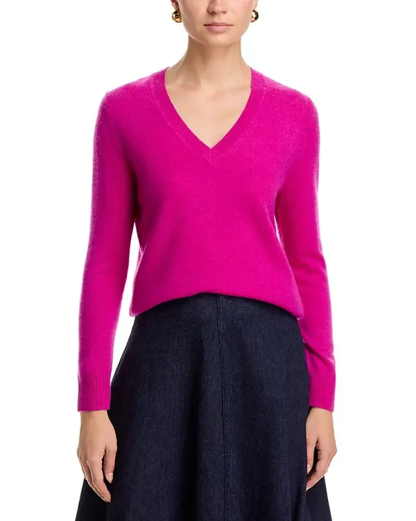 Bloomingdale'S 100% Cashmere V-neck Sweater - Beet Root