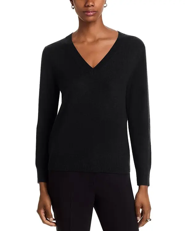 Bloomingdale'S 100% Cashmere V-neck Sweater - Black