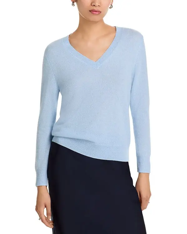Bloomingdale'S 100% Cashmere V-neck Sweater - Cloud White