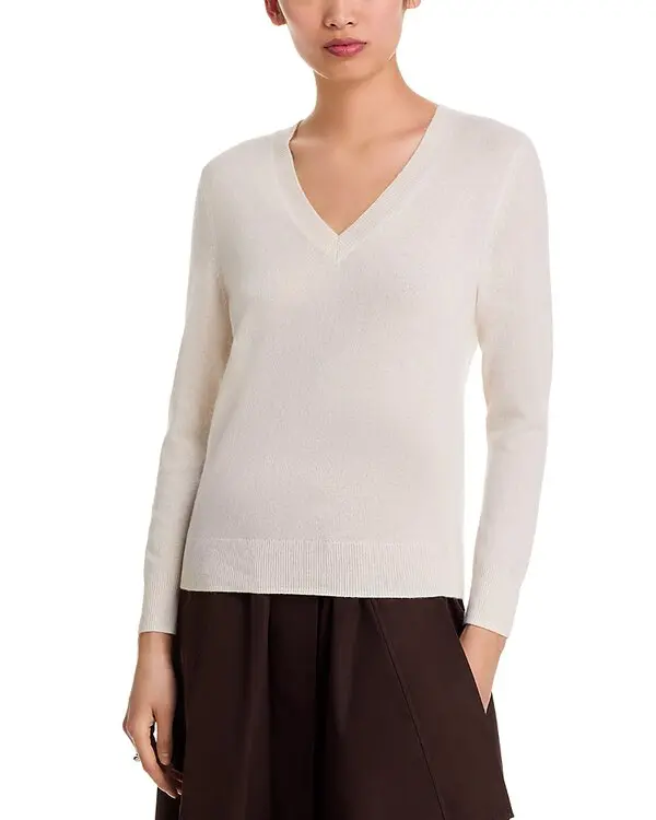 Bloomingdale'S 100% Cashmere V-neck Sweater - Ivory