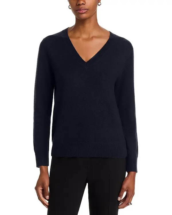 Bloomingdale'S 100% Cashmere V-neck Sweater - Navy