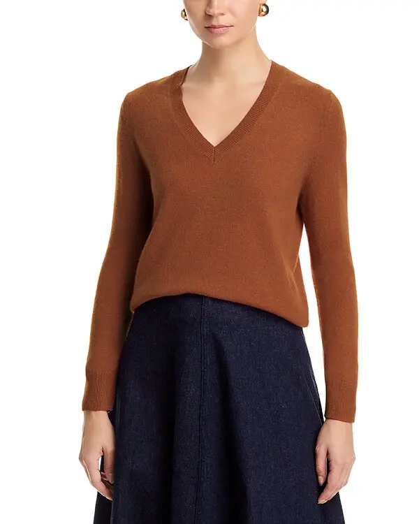 Bloomingdale'S 100% Cashmere V-neck Sweater - Nutmeg