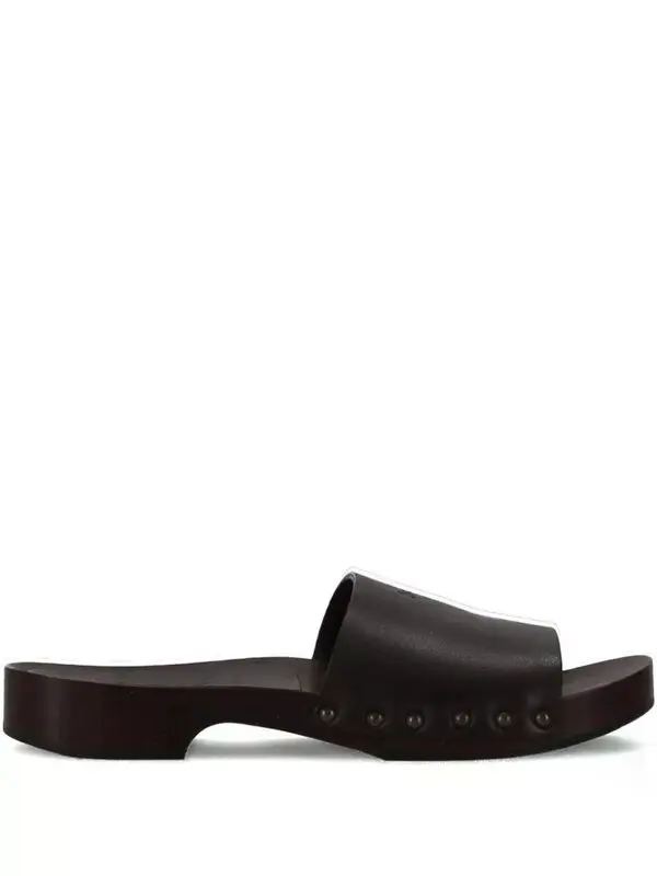 LA ROSE Leather Slides - Brown