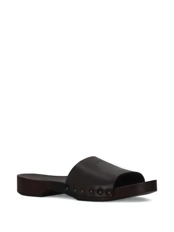 LA ROSE Leather Slides - Brown