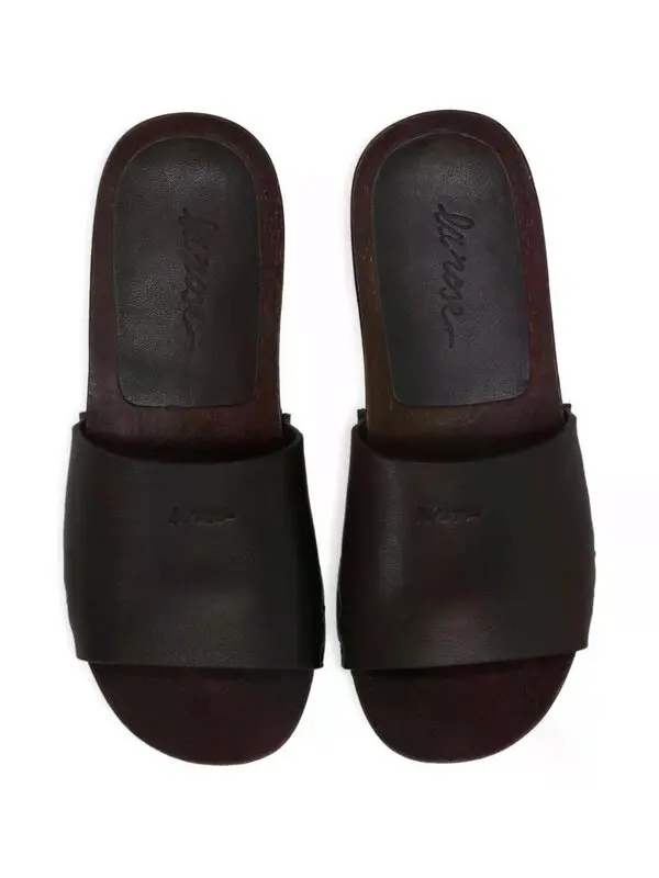 LA ROSE Leather Slides - Brown
