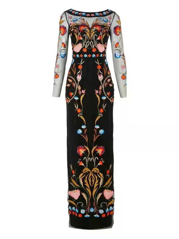 TEMPERLEY LONDON Floral-embroidered Long Sleeve Dress