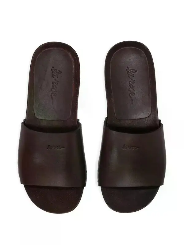 LA ROSE Leather Sandals - Brown