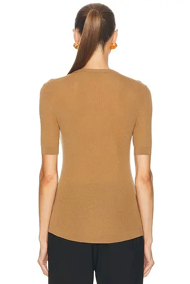 Khaite Celina Ribbed Jersey Top - Maple