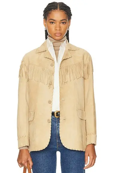 Ralph Lauren Ryland Fringe-trim Lamb-suede Jacket